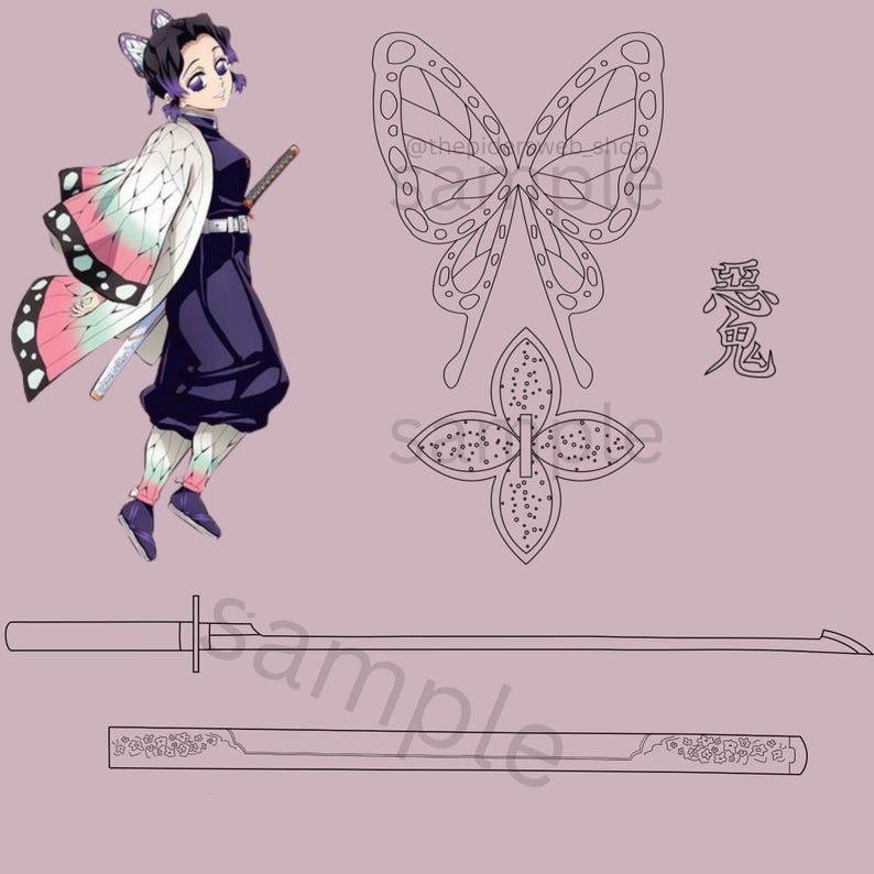 Shinobu Kocho Cosplay Blueprint Set | Demon Slayer Sword, Sheath ...