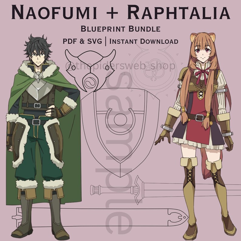 Rising of the Shield Hero Cosplay Blueprint Bundle | Raphtalia Sword ...