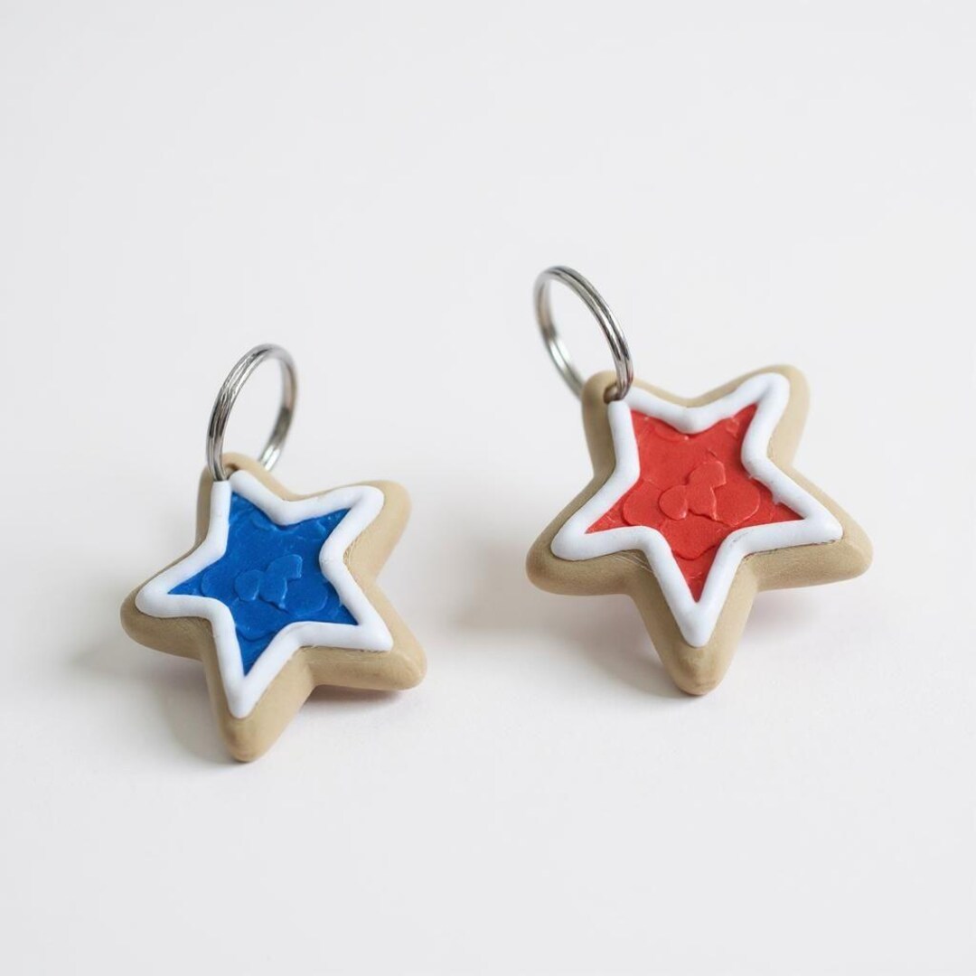 3D Printed Star Cookie Keychains – Red & Blue Frosted Style | PLA Faux ...