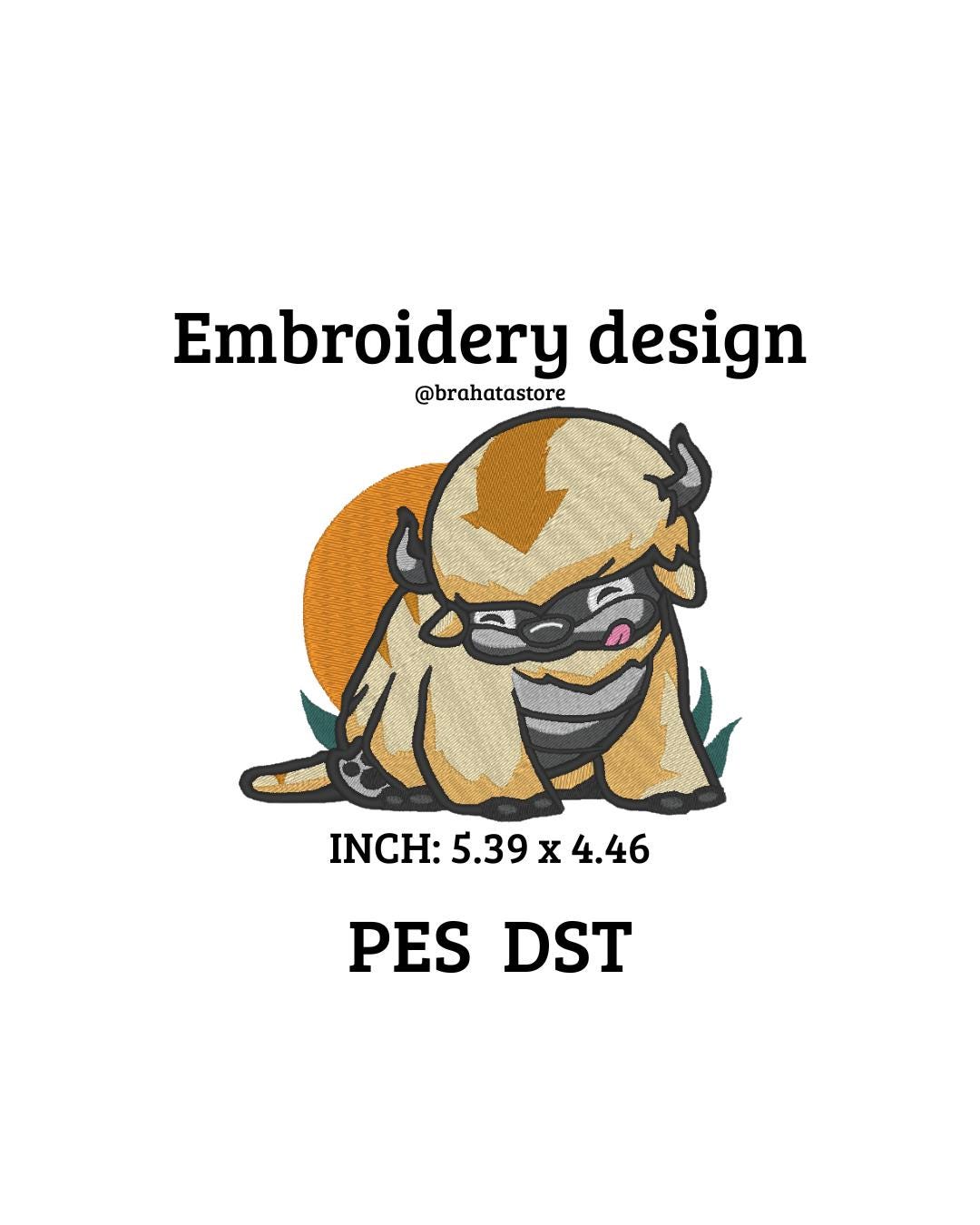 Appa Avatar Embroidery Design, Embroidery File, Anime Embroidery, Anime ...