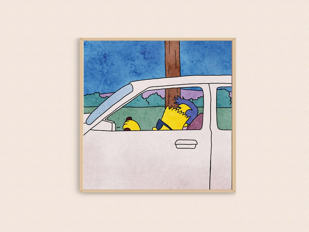 The Simpsons Art Bart on the Road Print, Scenic Simpsons, Bart Simpson ...