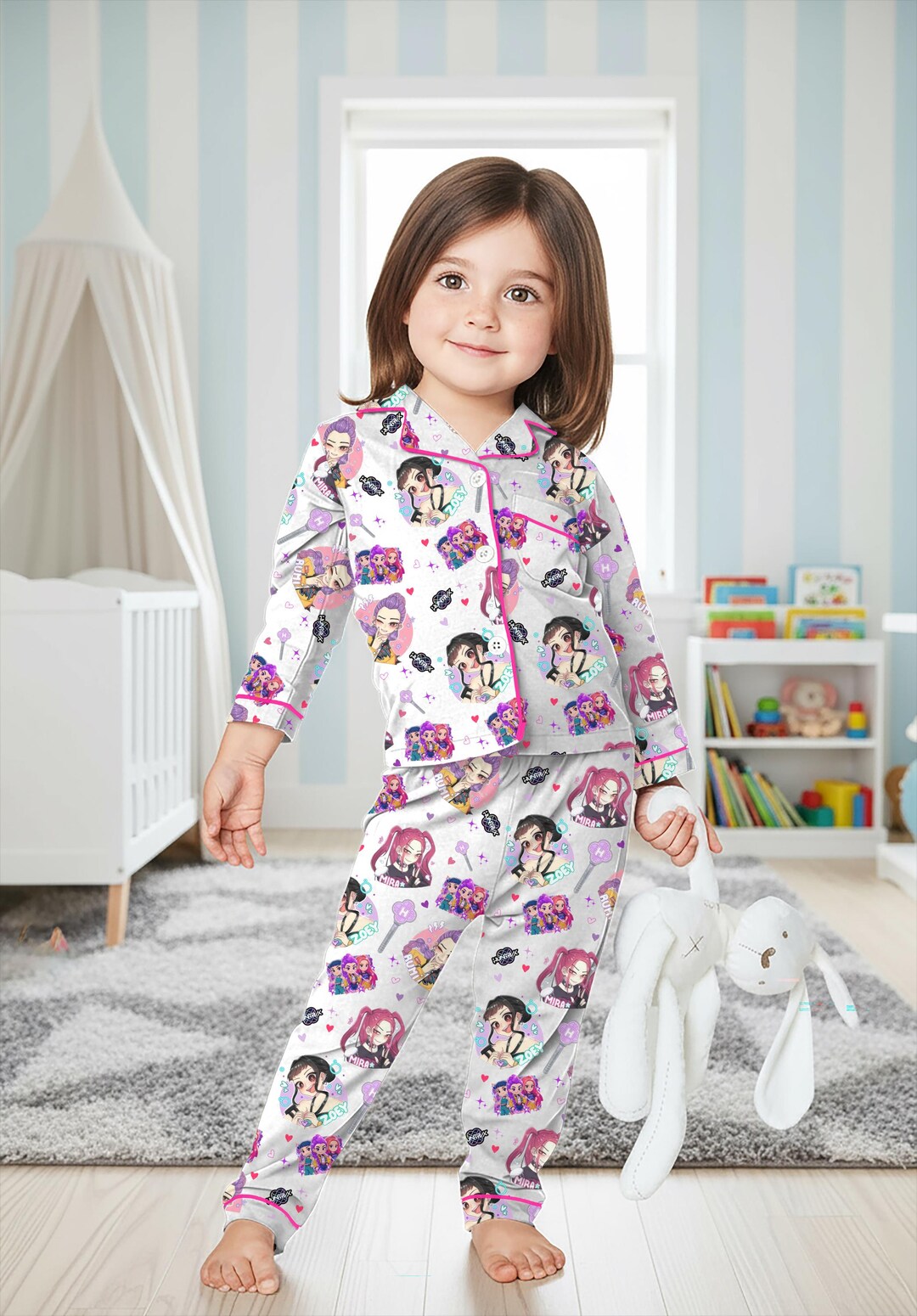 Huntrix Demon Hunters Silky Pajama Set for Kids and Womens, Kpop Idol ...