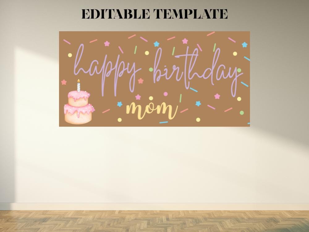 Digital File Brown Paper Banner Happy Birthday Template - Etsy