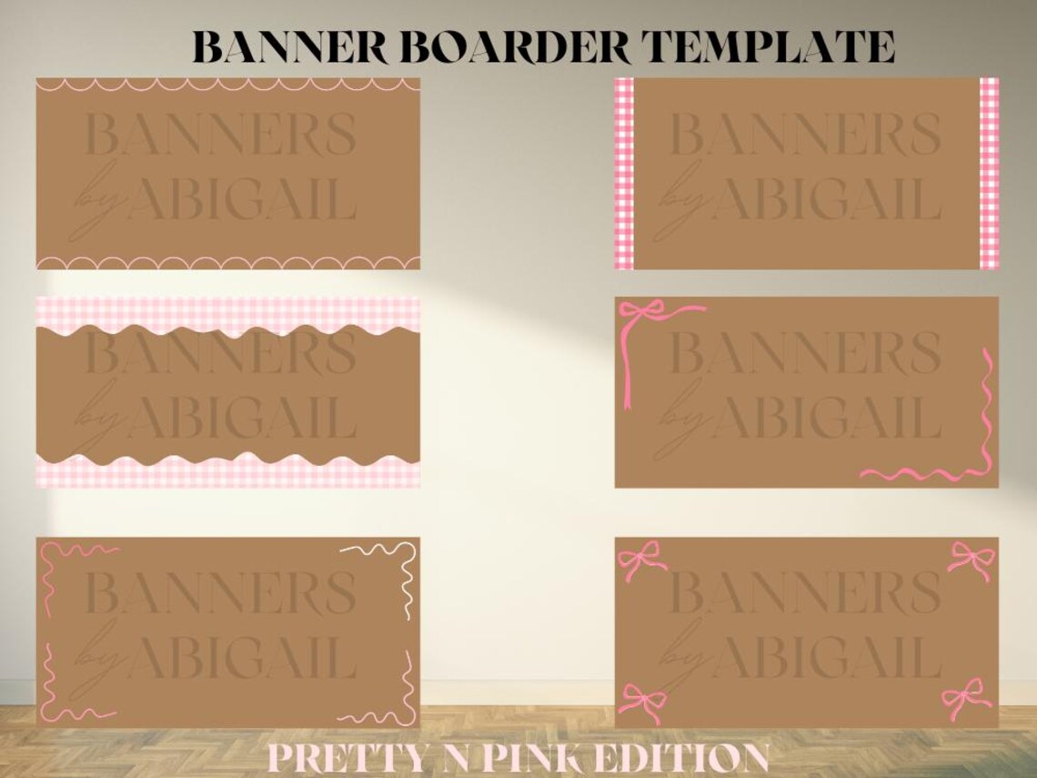 Pink Painted Banner Borders: Editable Canva Templates (instant Download ...