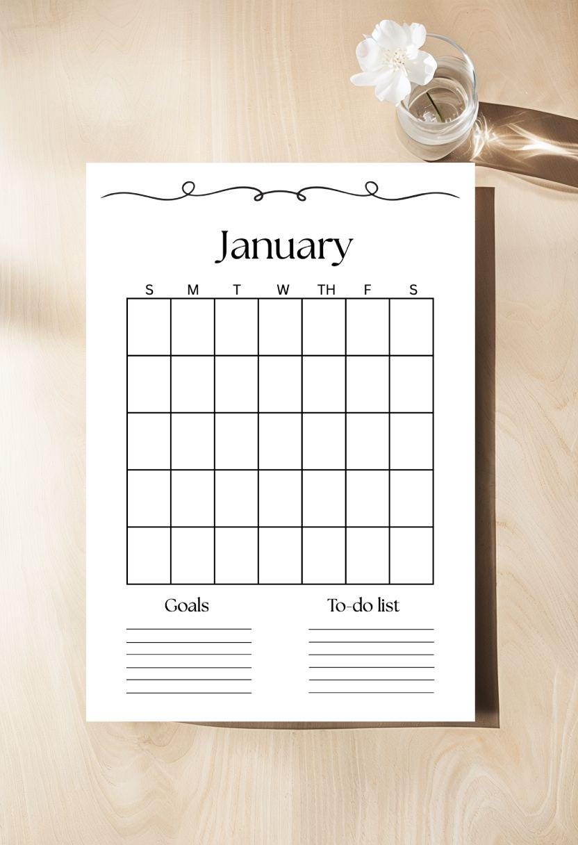 Printable Monthly Overview Planner / PDF Download / Simple and ...