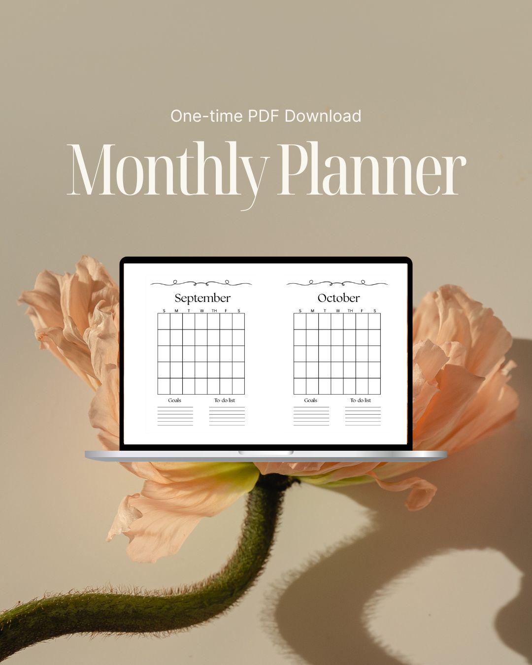 Printable Monthly Overview Planner / PDF Download / Simple and ...