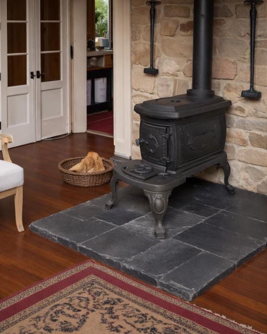Vintage French Cast Iron Wood & Coal Stove | Compact Rustic Heater for ...