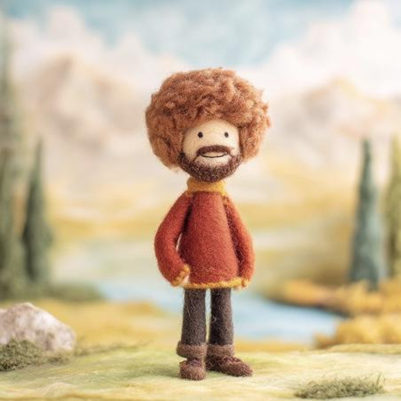Bob Ross Inspired Happy Little Artist Needle Felting PDF Tutorial and ...