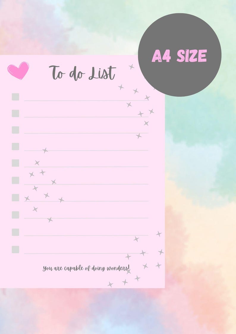 Minimal To-do List Printable | A4 Pink Planner Page | Daily Task ...