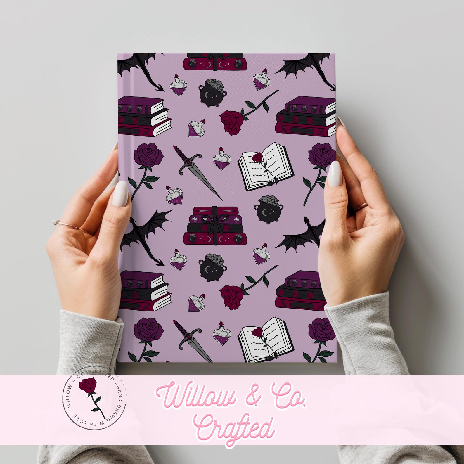 Dark Romance Bookish Seamless Pattern PNG – Gothic Dragon Book Lover ...