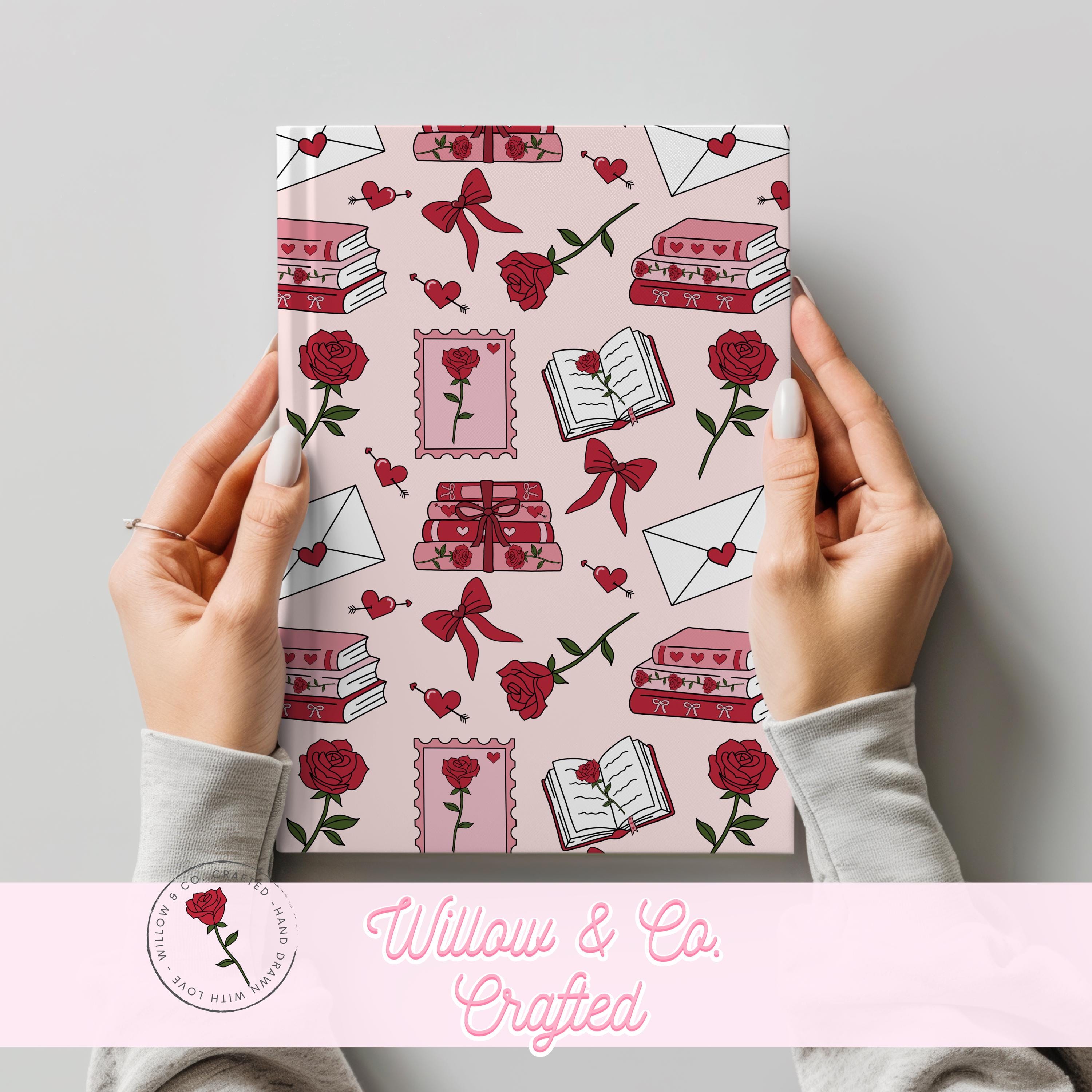 Classic Romance Seamless Pattern PNG – Book Lover Rose Love Letter ...