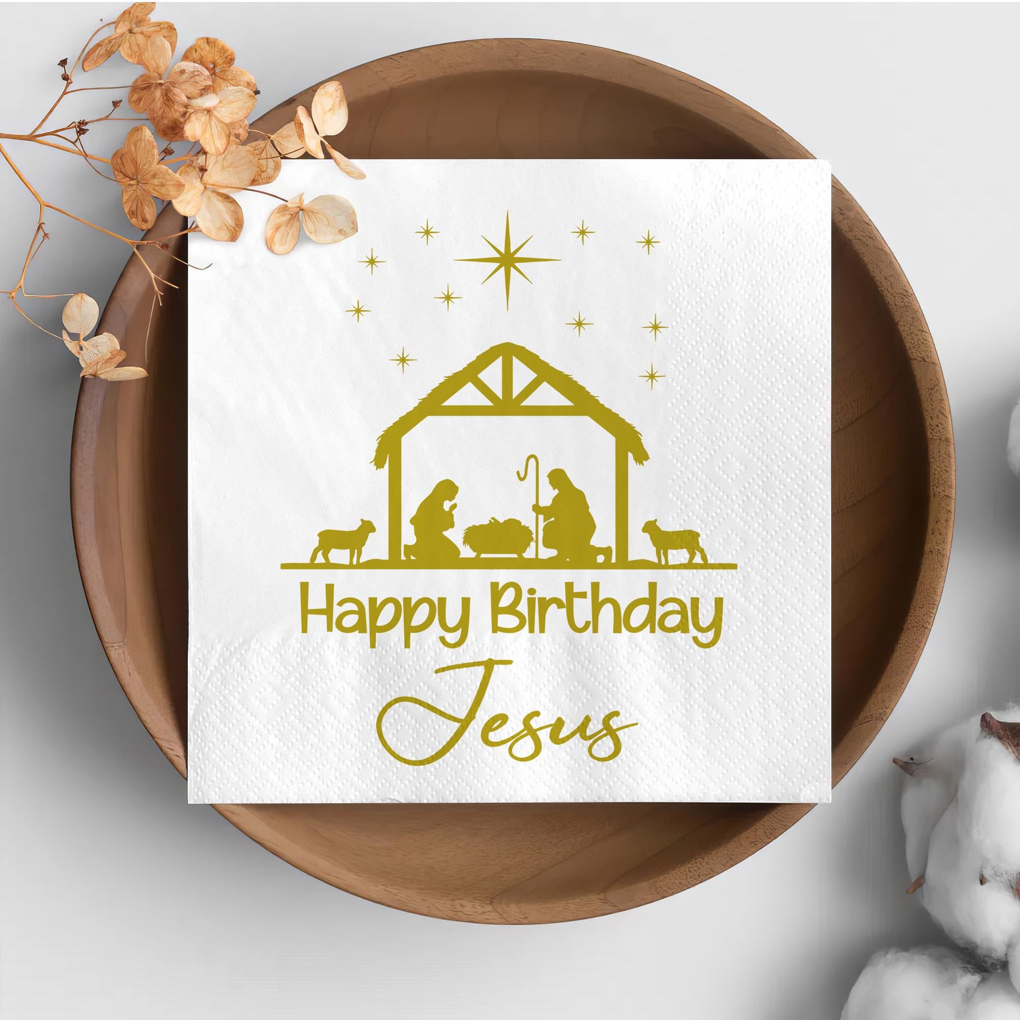 Happy Birthday Jesus Napkins, Nativity Party Supplies, Christian ...