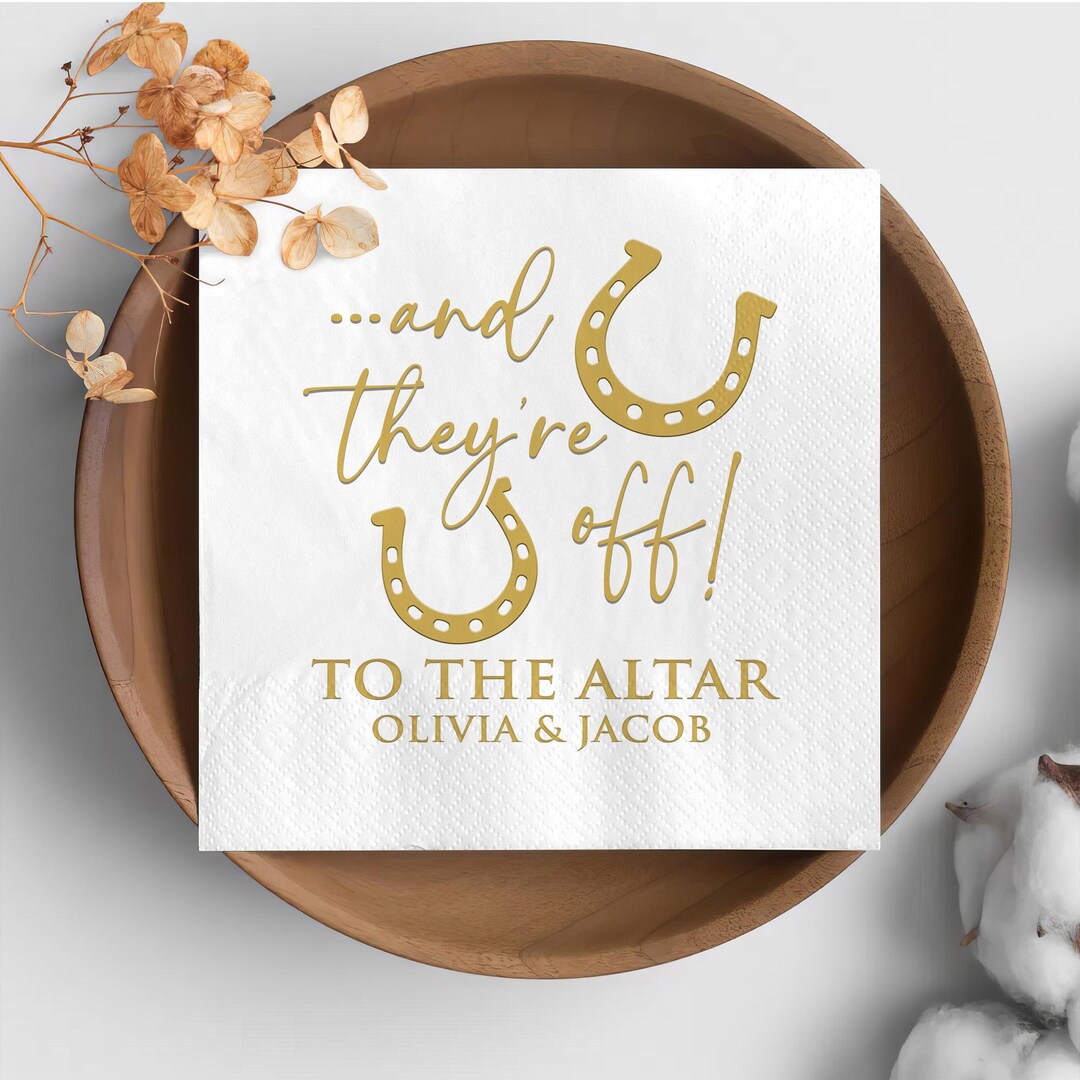 Personalized Wedding Napkins, Rustic Horse Shoe Bridal Shower Decor ...