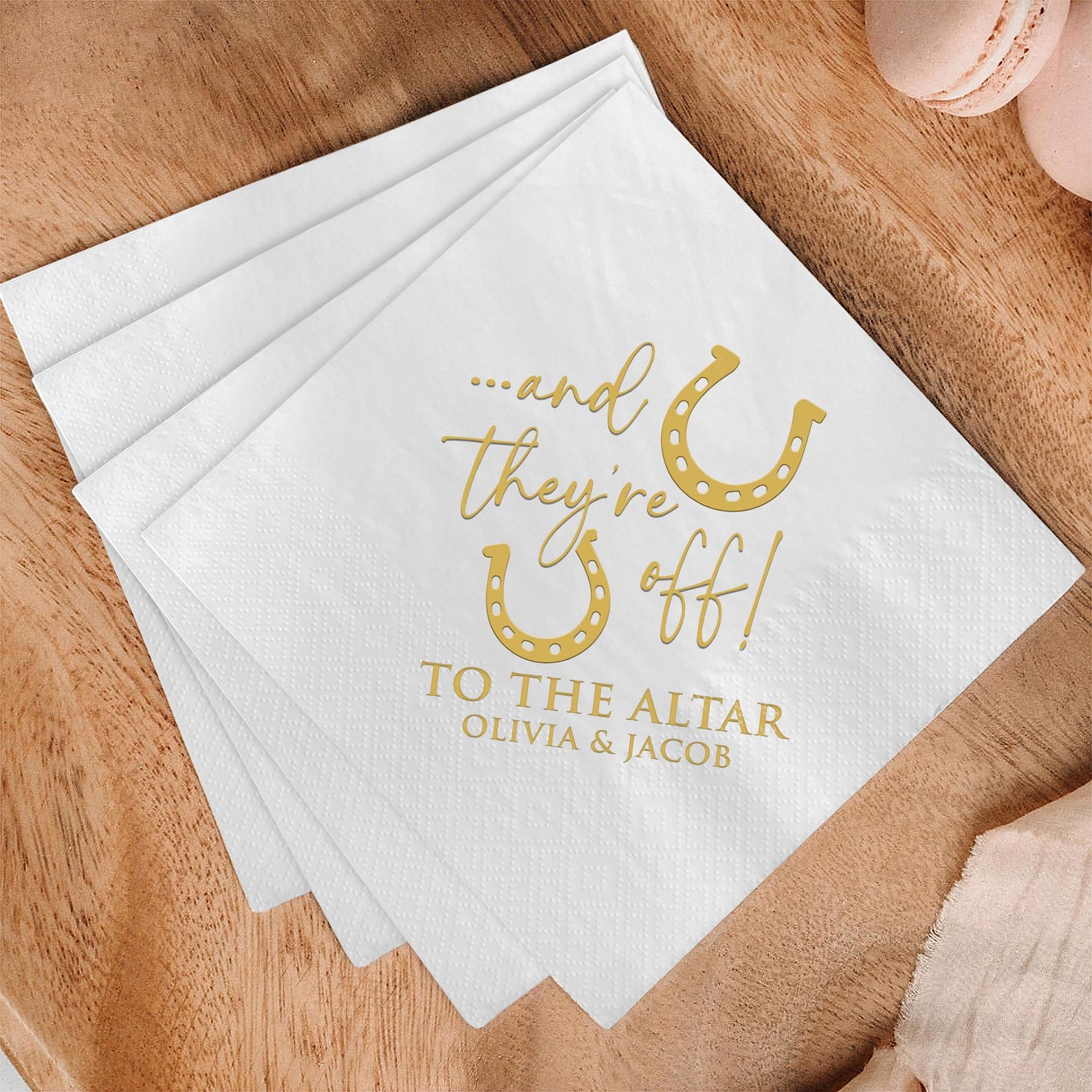 Personalized Wedding Napkins, Rustic Horse Shoe Bridal Shower Decor ...