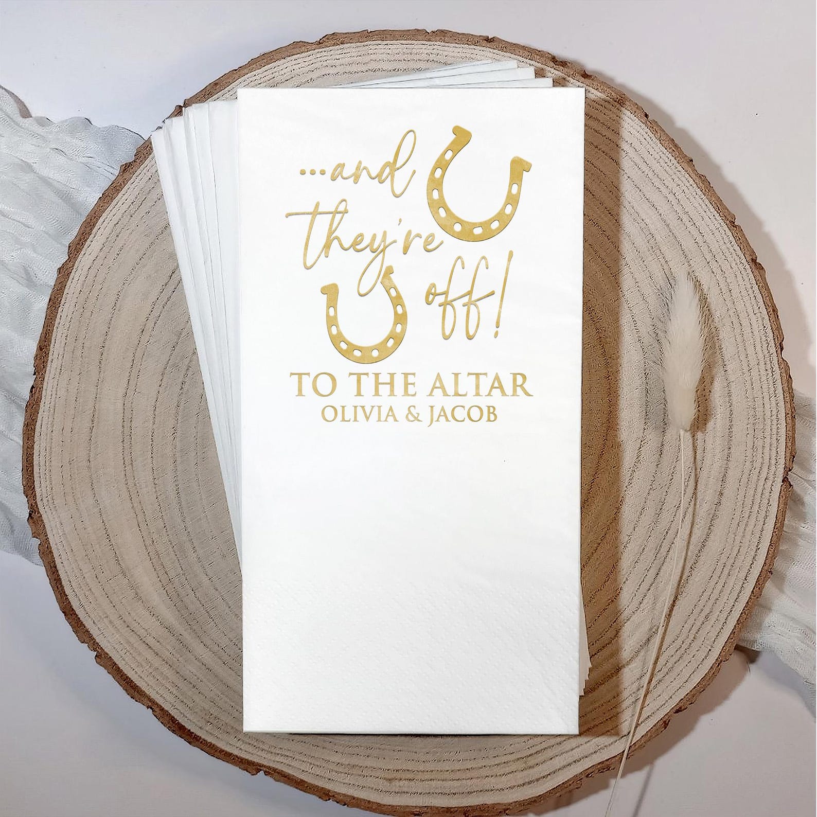 Personalized Wedding Napkins, Rustic Horse Shoe Bridal Shower Decor ...