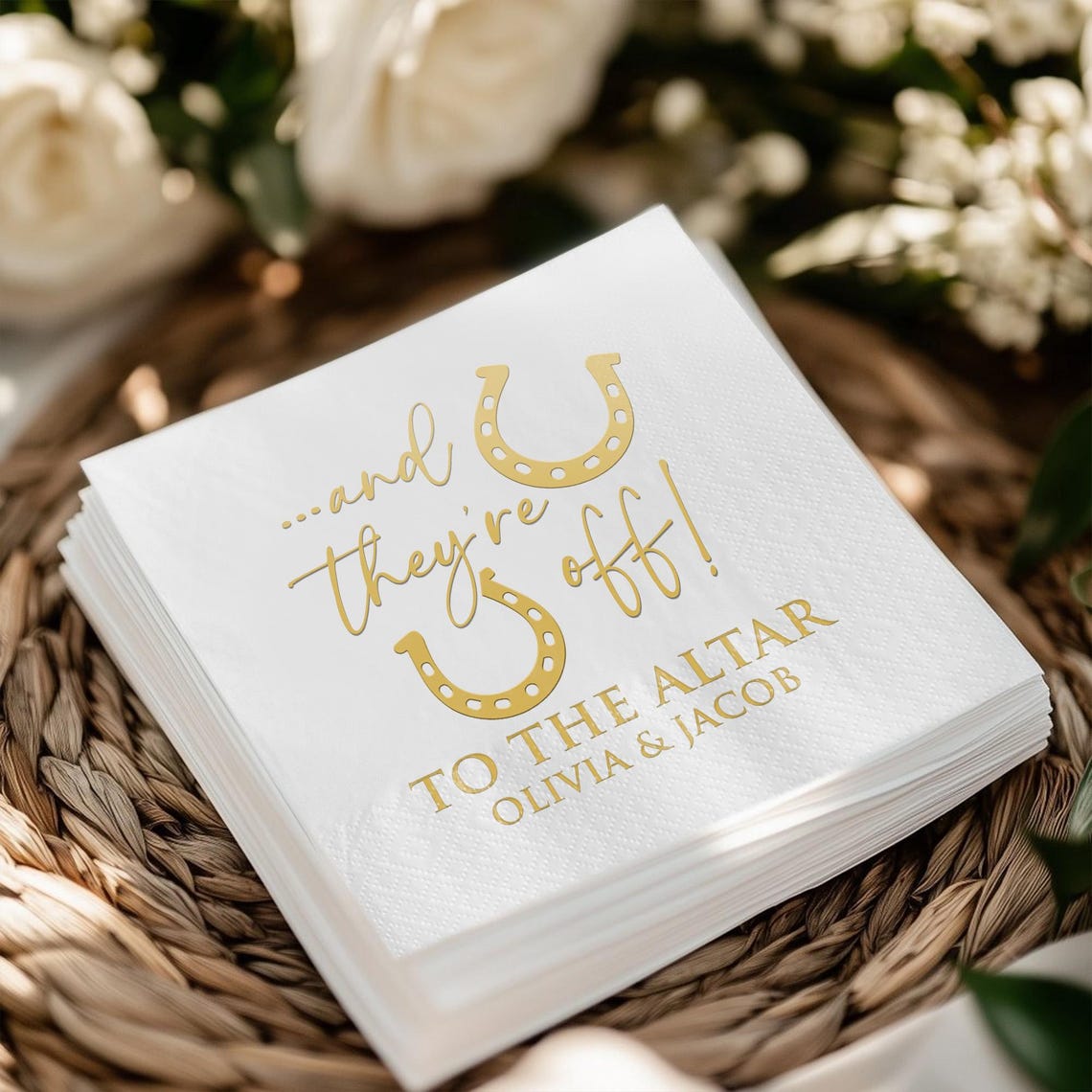 Personalized Wedding Napkins, Rustic Horse Shoe Bridal Shower Decor ...