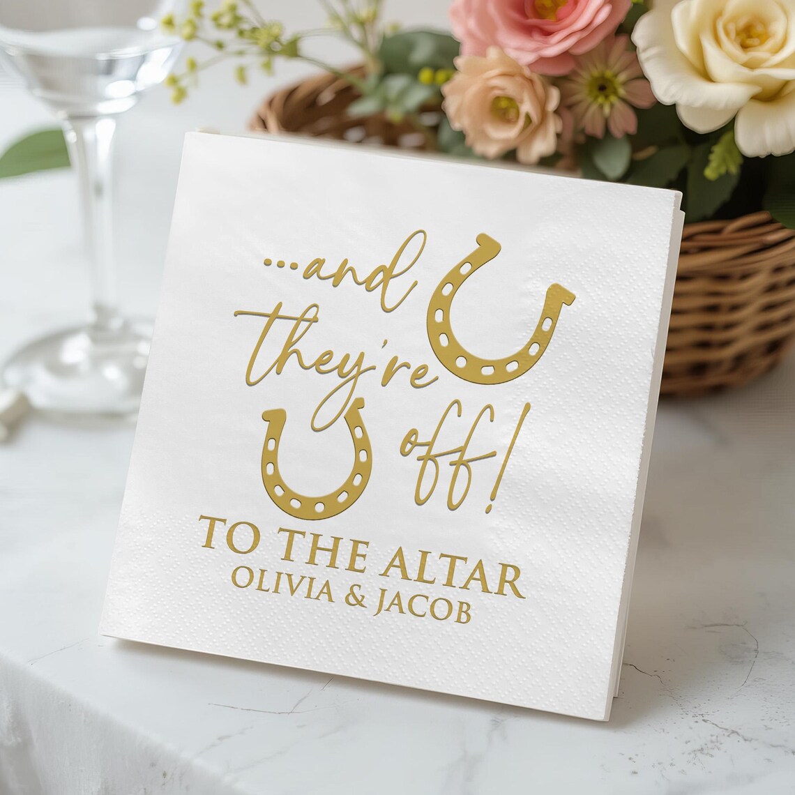 Personalized Wedding Napkins, Rustic Horse Shoe Bridal Shower Decor ...