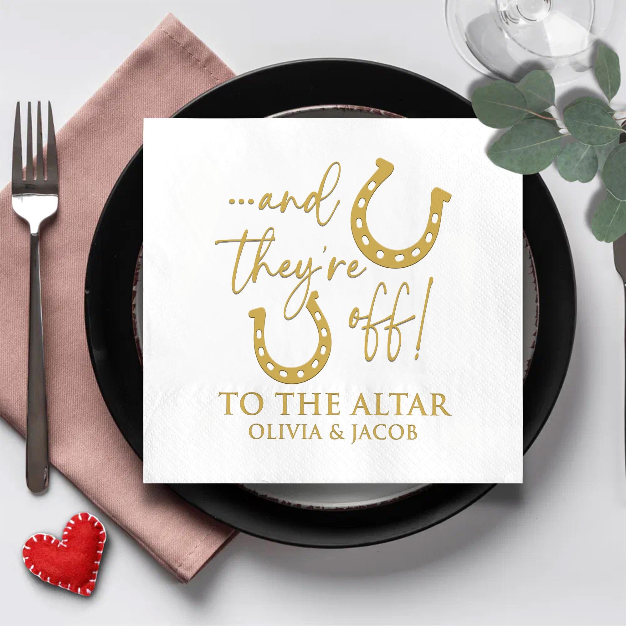 Personalized Wedding Napkins, Rustic Horse Shoe Bridal Shower Decor ...
