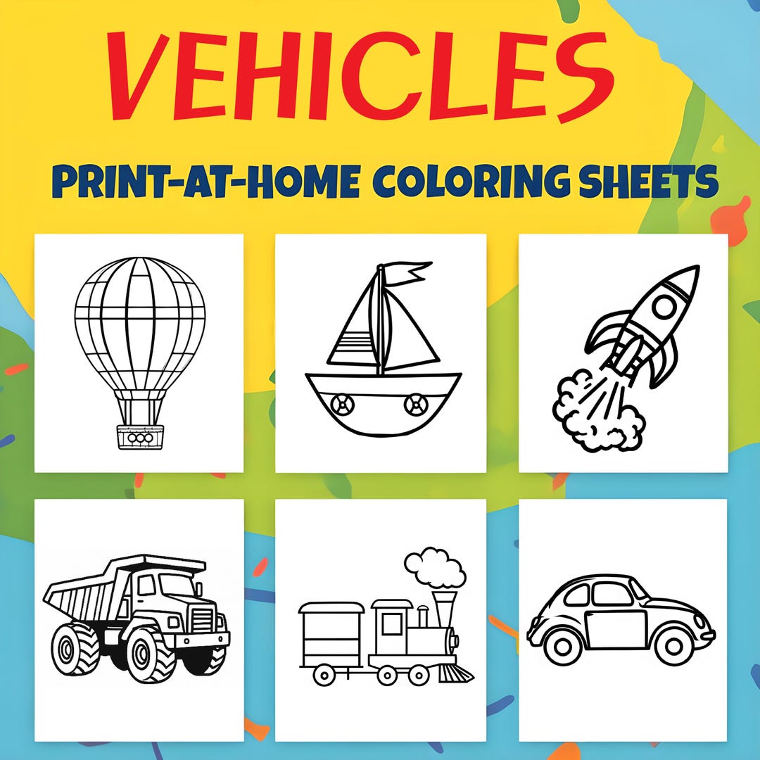 16 Page Easy Vehicles Colouring in for Toddlers, Colouring Book ...