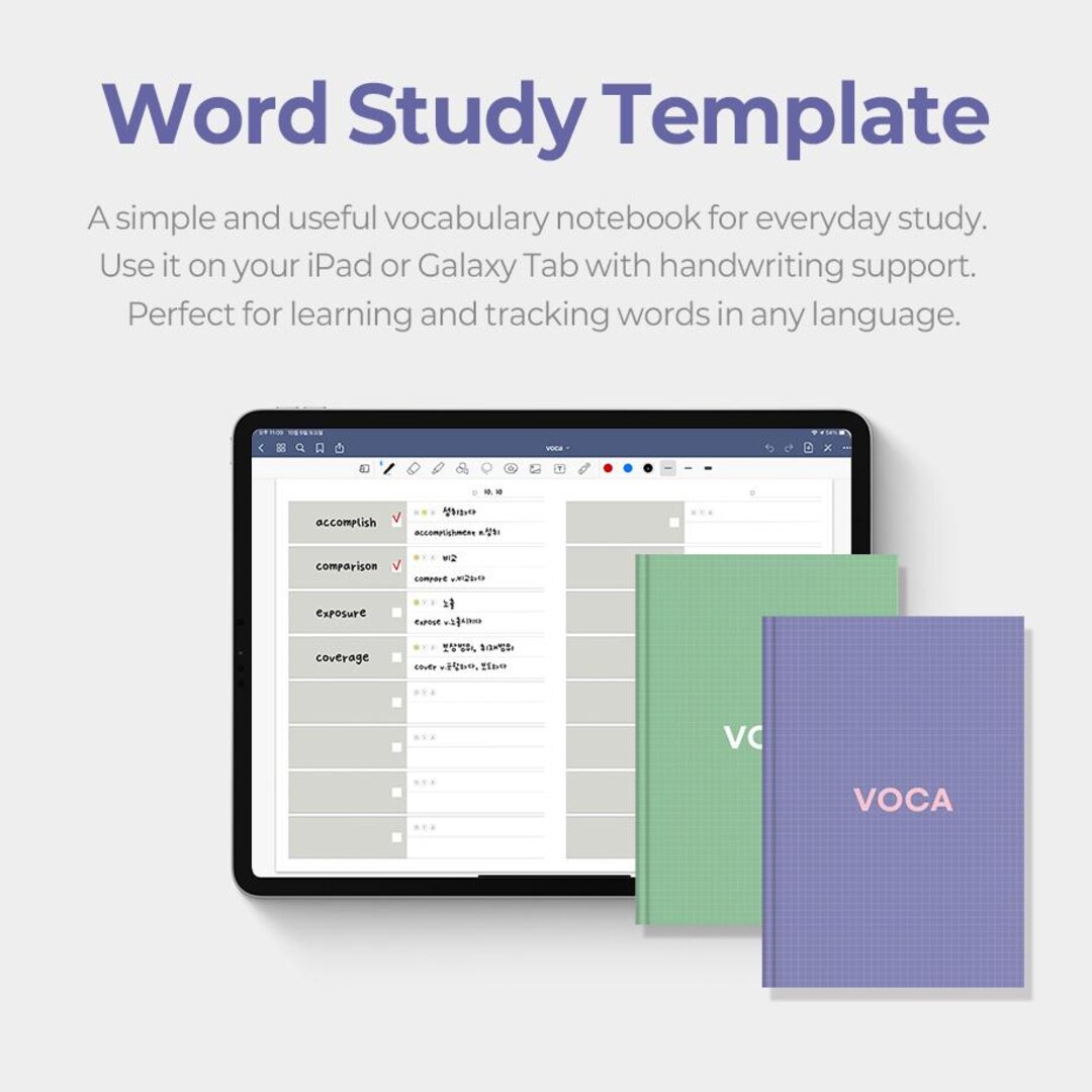 Digital Vocabulary Notebook for Goodnotes – Language Study Template ...
