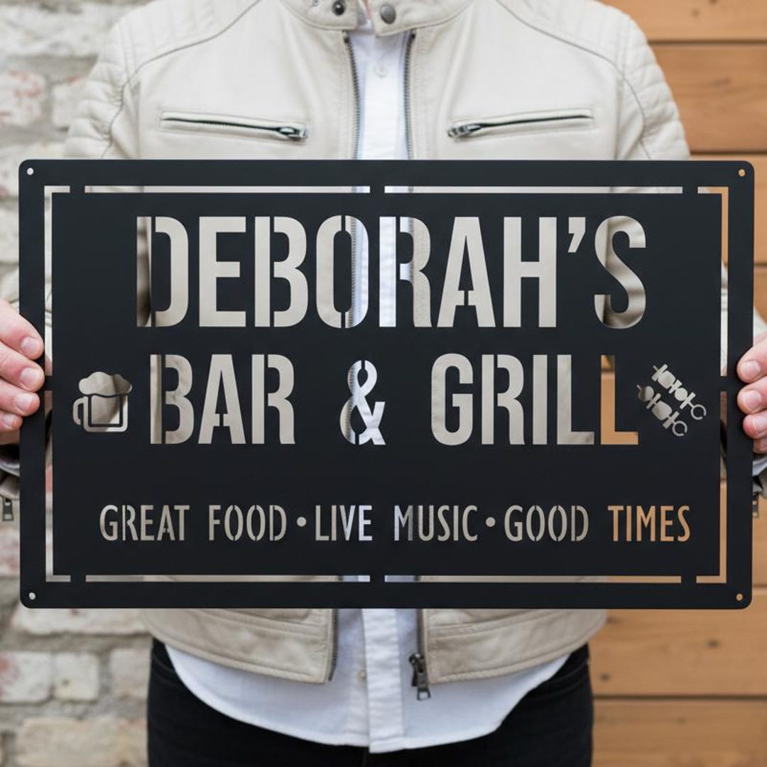 Custom Bar & Grill Sign,custom Family Grill Sign,outdoor Backyard Grill ...
