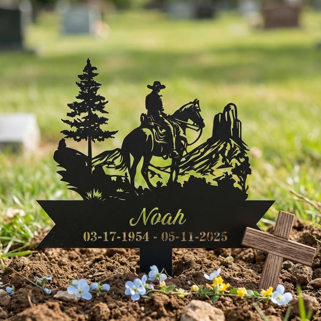 Personalized Cowboy Memorial Stake,custom Cowboy Tombstone ,cowboy ...
