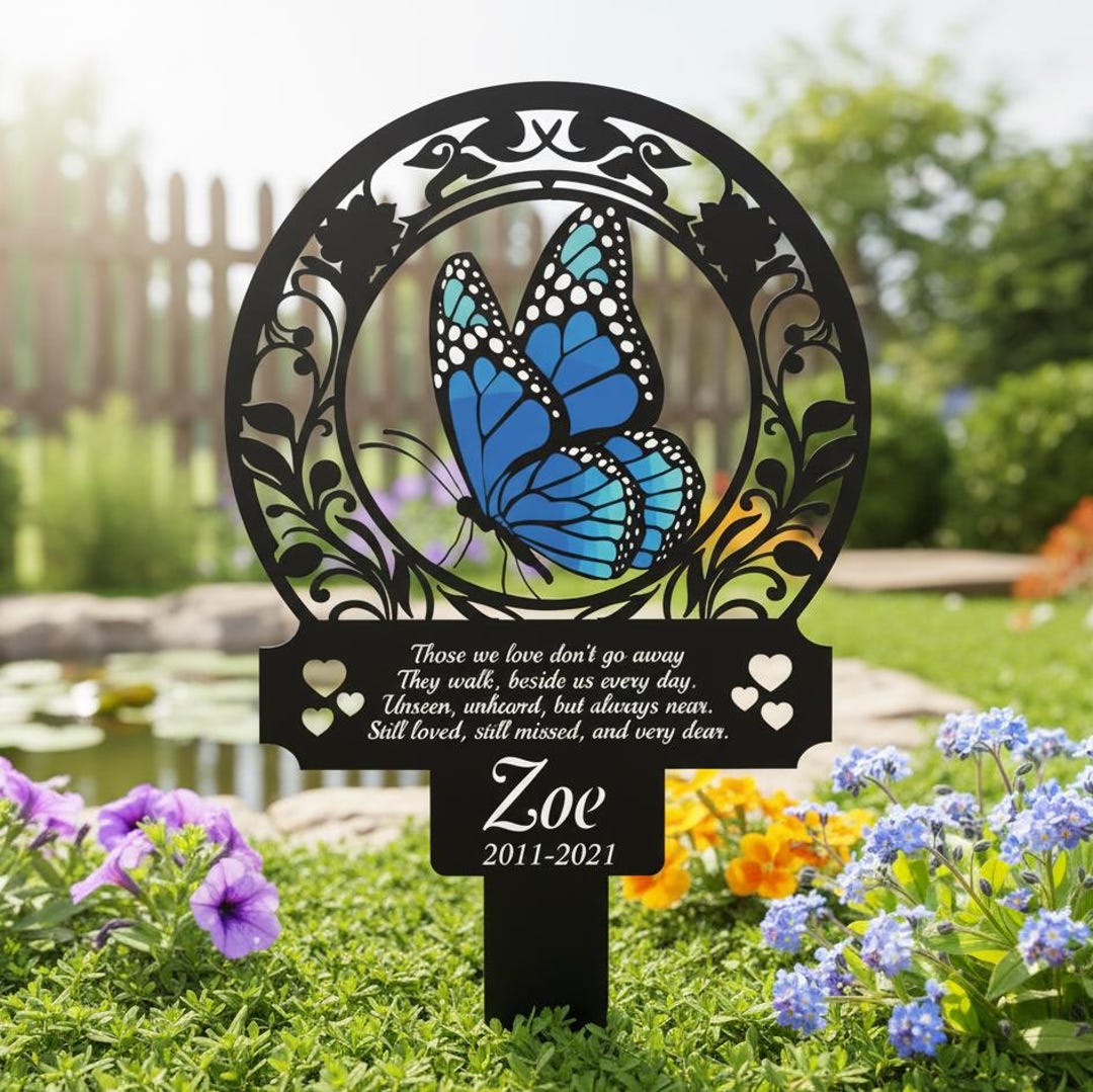 Personalized Butterfly Memorial Stake,custom Butterfly Tombstone ...
