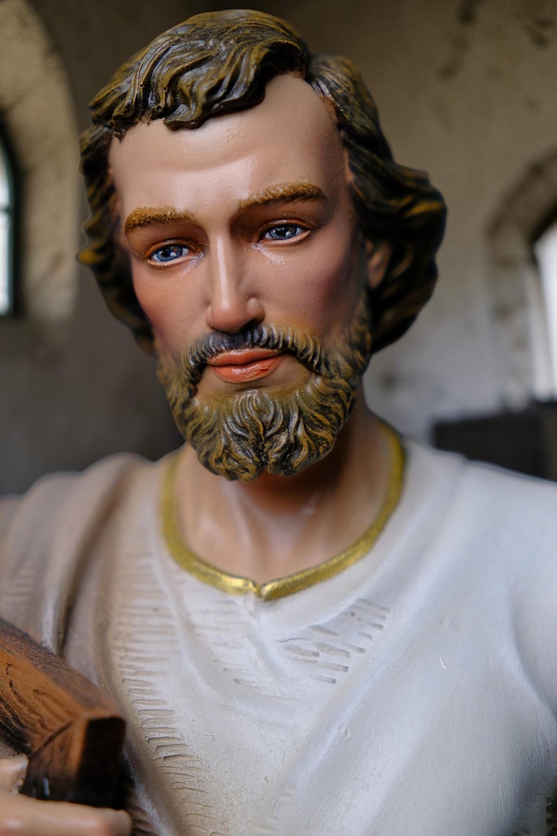 Hand-painted Saint Joseph Statue With Lily, 53cm Catholic Figurine ...