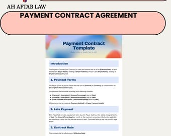 Payment Agreement Template. Payment Contract Template / Fillable, Editable, Printable Format ...