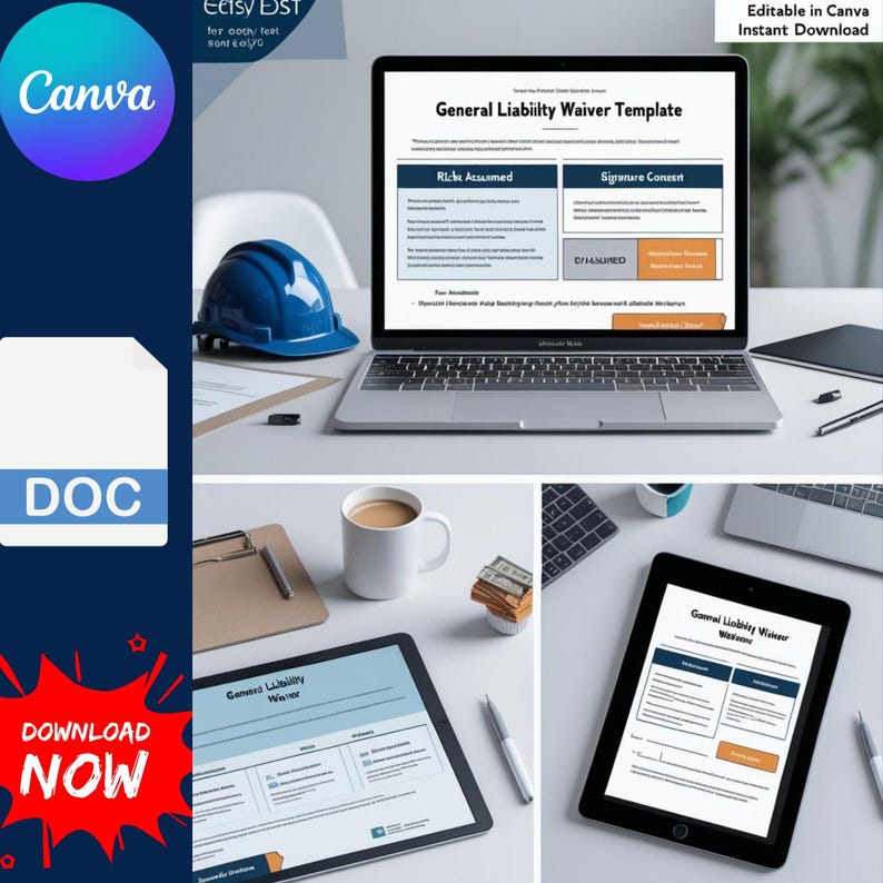 General Liability Waiver Template - Editable Canva Form for Business ...