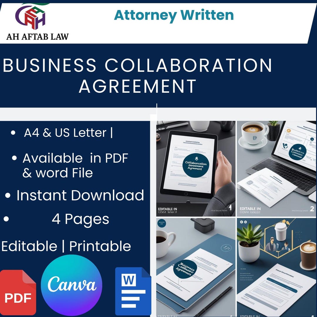 Business Collaboration Agreement Template, Editable Partnership ...