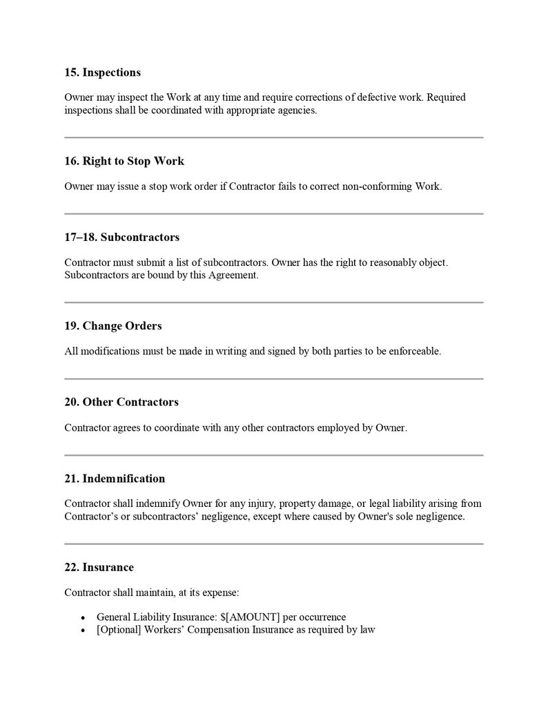 Construction-contract Template, PDF Download - Etsy