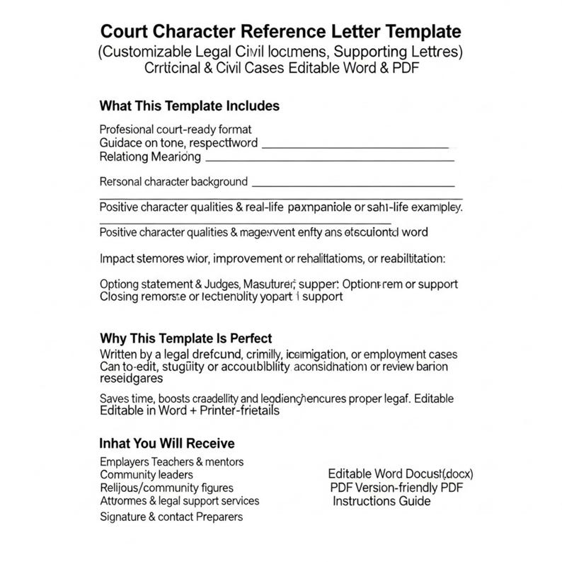 Court Character Reference Letter | Customizable Legal Document for ...