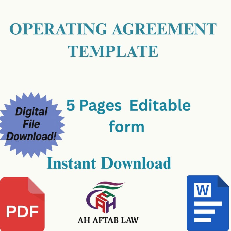 Operating Agreement Template for LLC | Customizable Legal Document ...