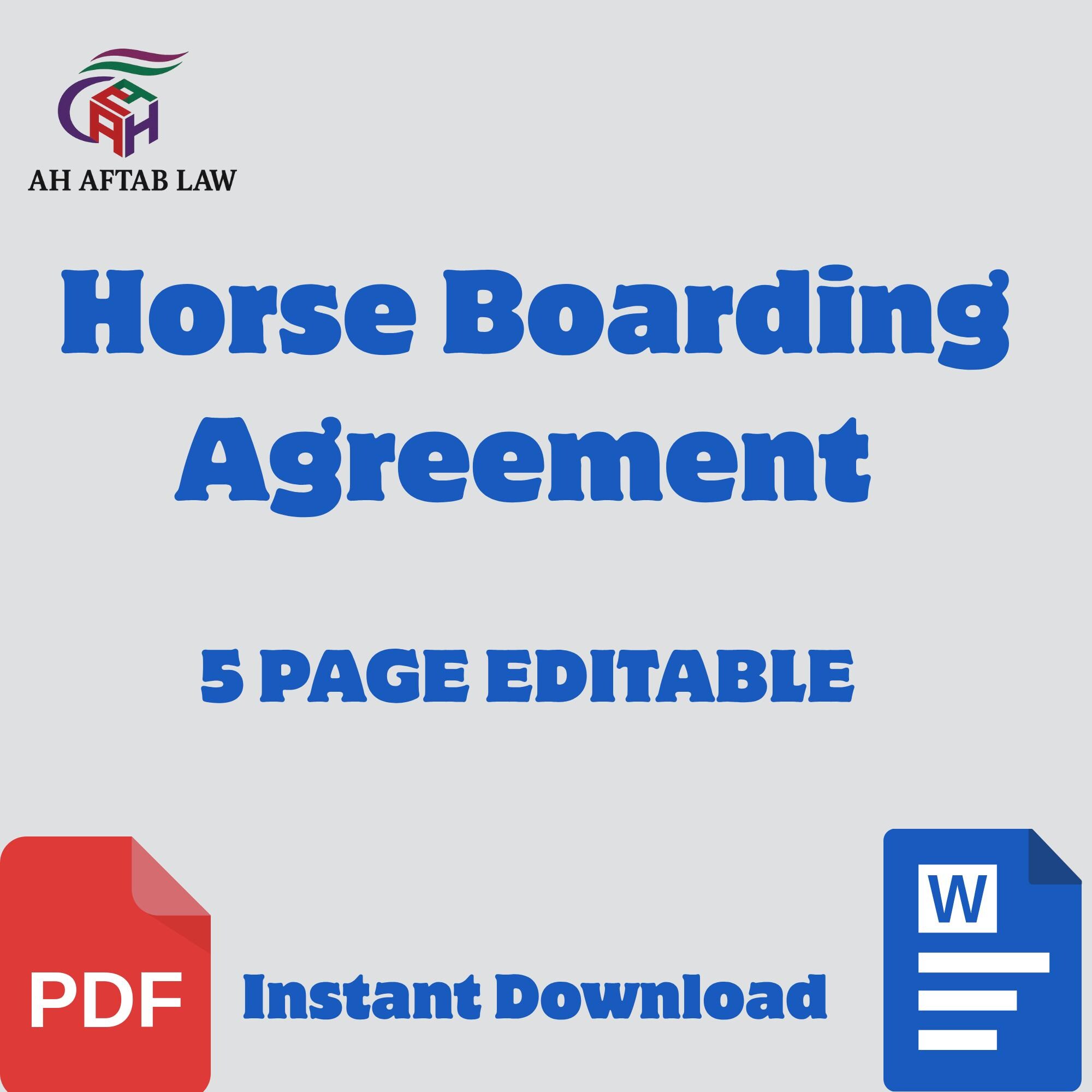 Horse Boarding Agreement Template | Attorney-written Editable Download | Horse Boarding Contract ...