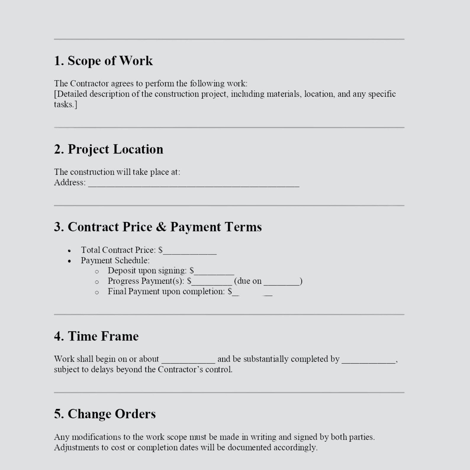 New Construction Contract Template for Builders & Contractors | Home ...