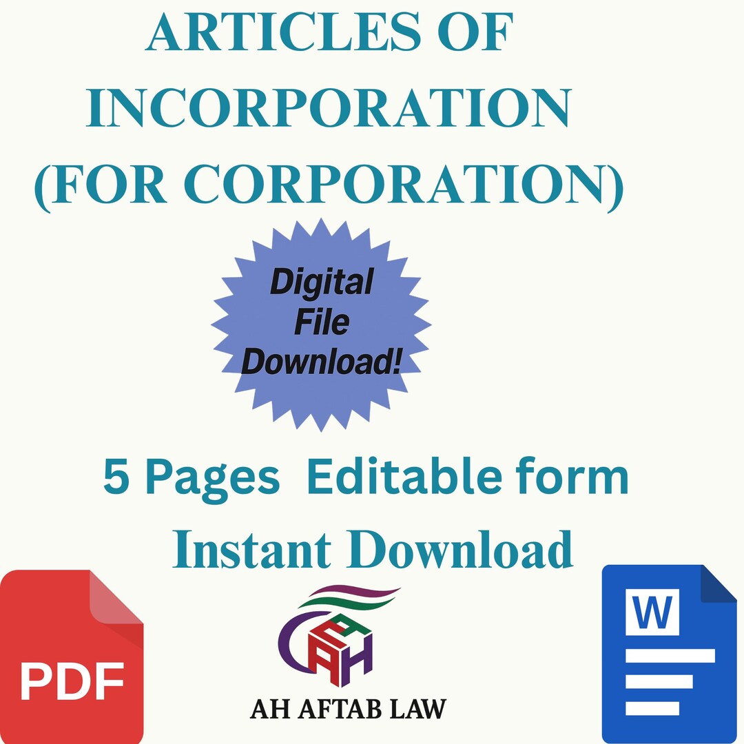 Articles of Incorporation/organization Template (USA): DIY Legal ...