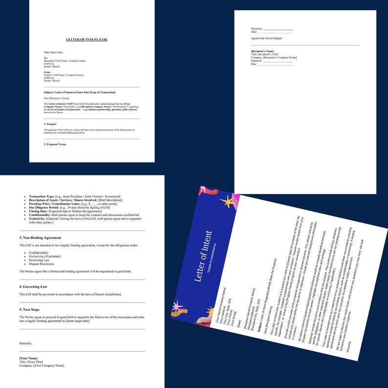 Editable Letter of Intent Template: Business, Real Estate & Job Offers ...