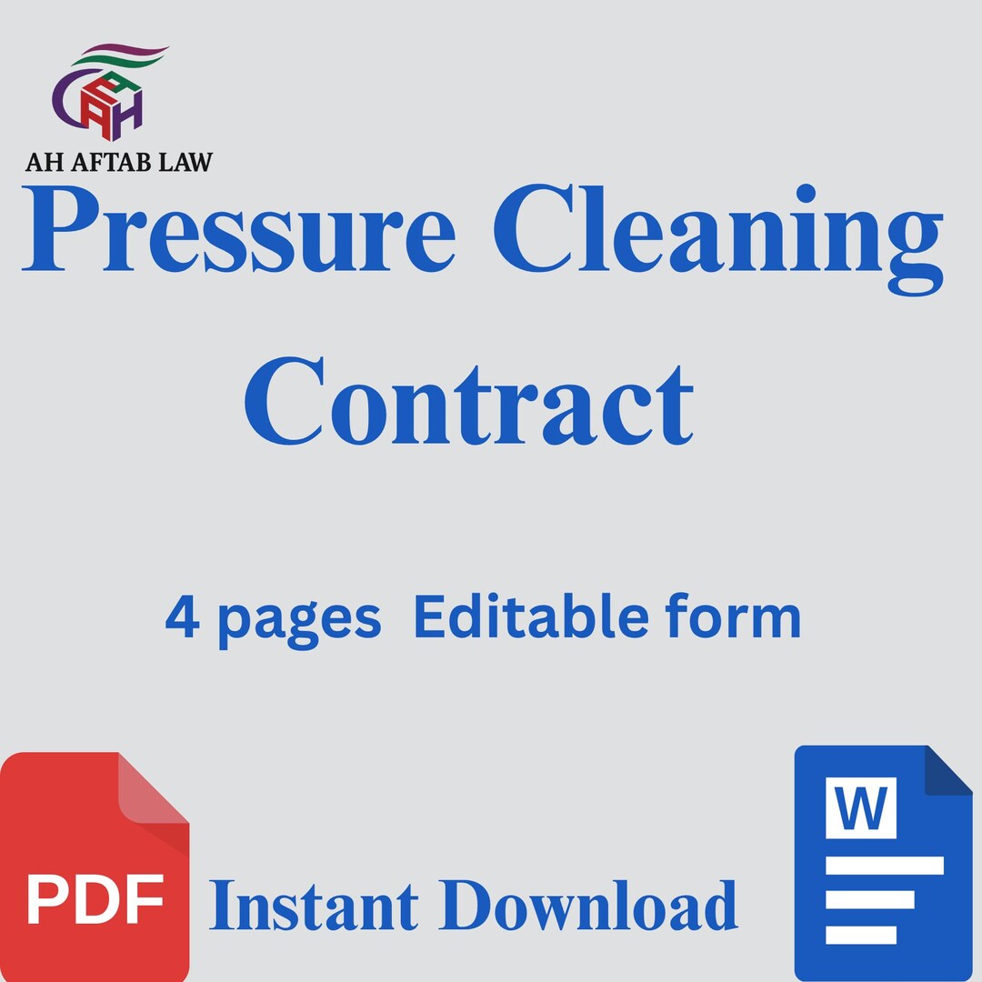 Pressure Cleaning Contract Template | Attorney-written Editable Instant ...