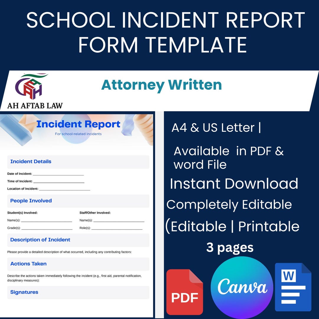 School Incident Report Form Template, School Incident Report Form Template Word,school Incident ...