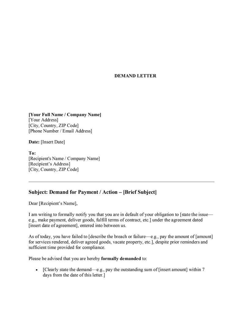 Demand Letter Template | Attorney-written Editable Legal Form ...
