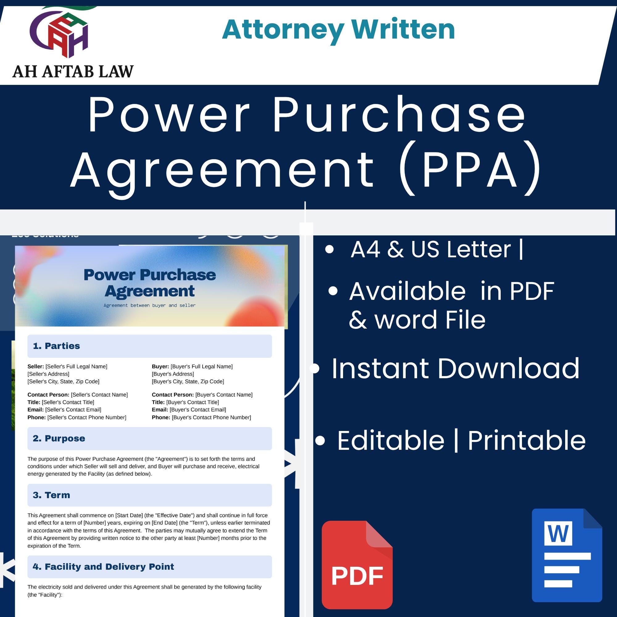 Power Purchase Agreement PPA Template: Renewable Energy Contract ...