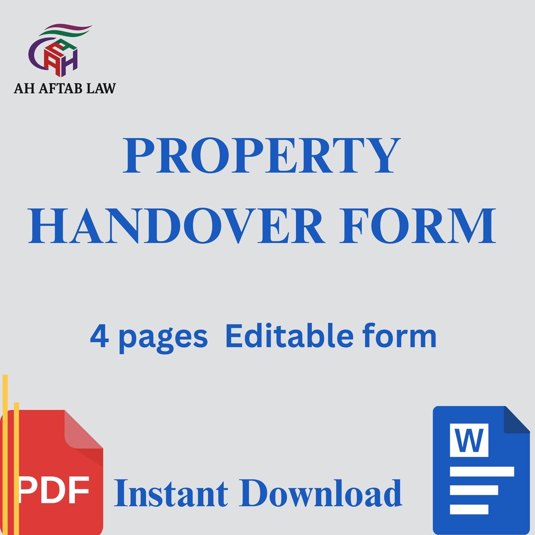 Property Handover Form Template for Tenants & Landlords Printable Move ...