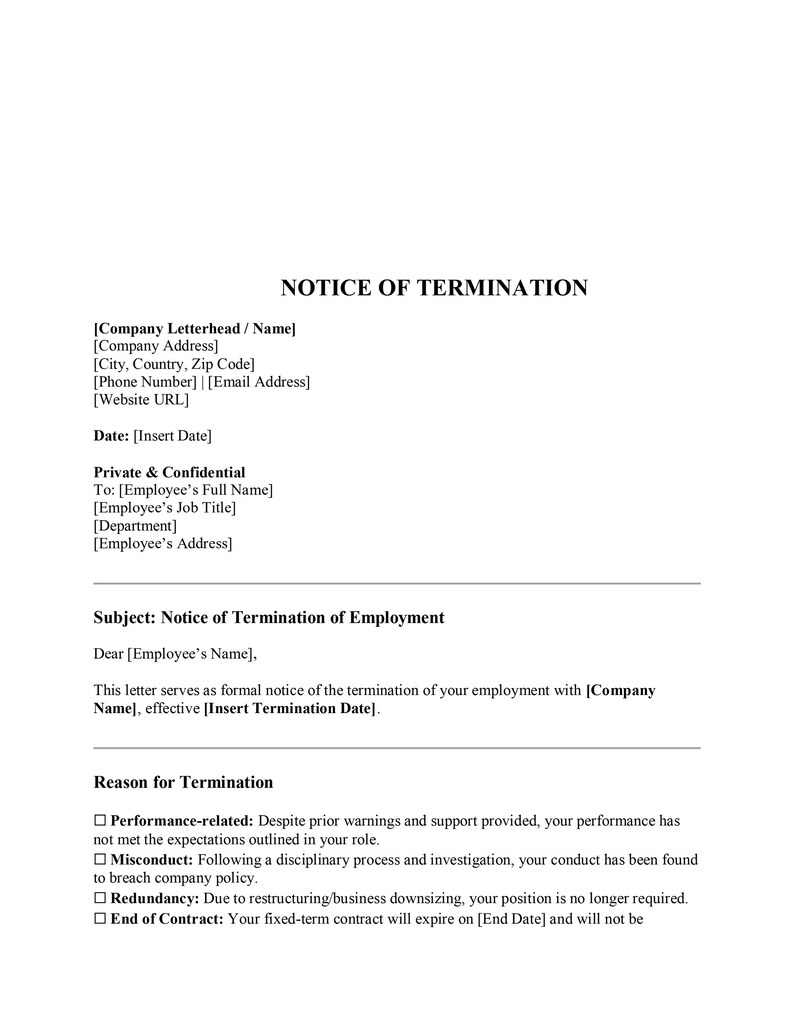 Custom NOTICE OF TERMINATION Letter Template | Professionally Designed ...