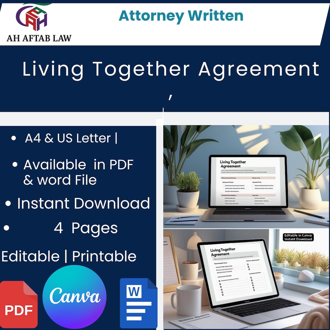 Living Together Agreement Template, Editable Canva Contract, Roommate Form, Instant Download - Etsy