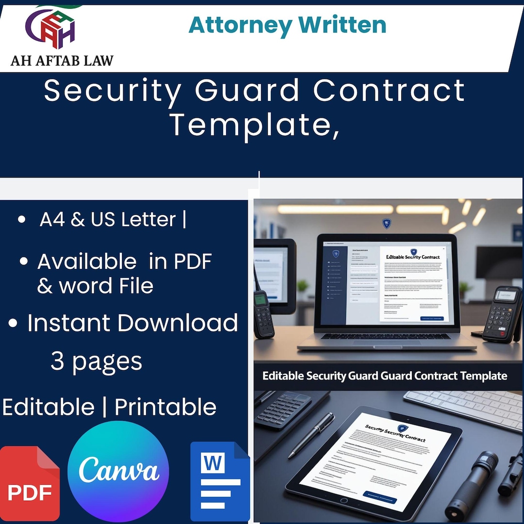 Security Guard Contract Template: Editable Security Service Agreement ...