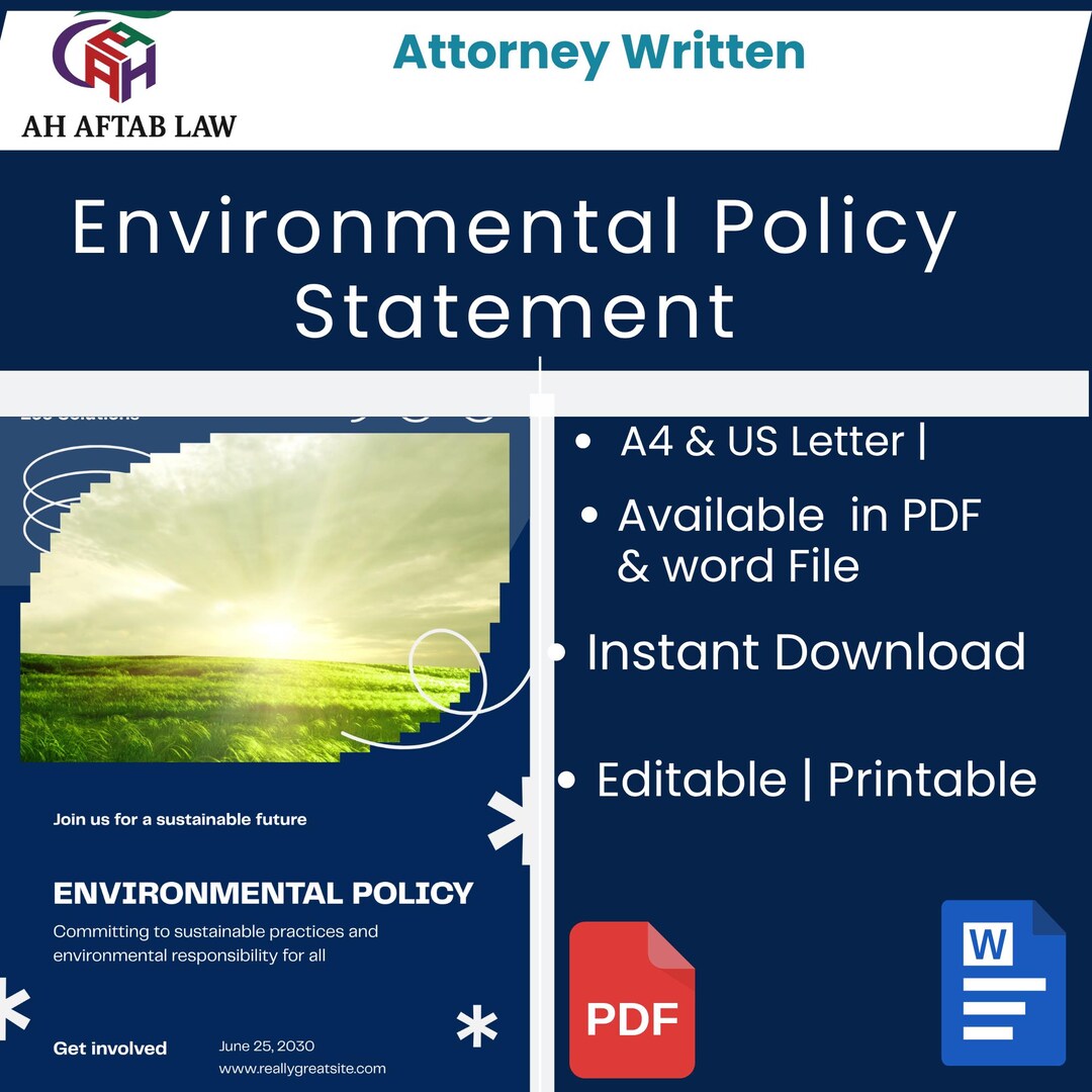 Environmental Policy Statement Template: Editable Eco-friendly Business ...