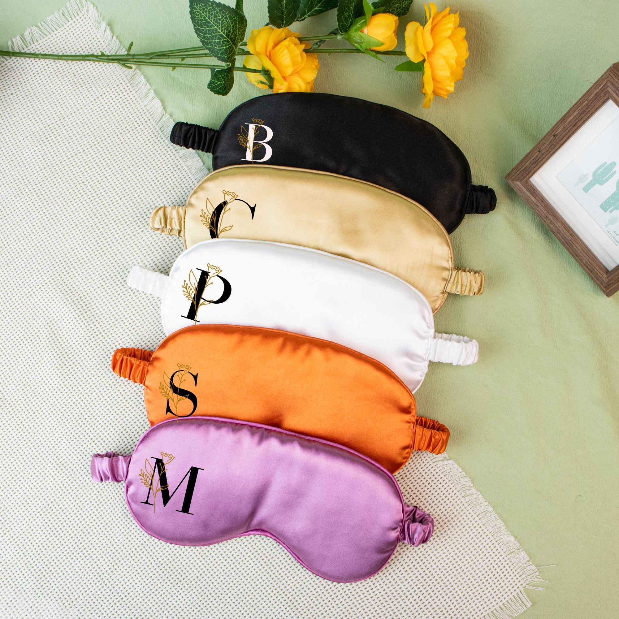 Personalized Satin Sleep Mask – Custom Initial Eye Mask With Floral ...
