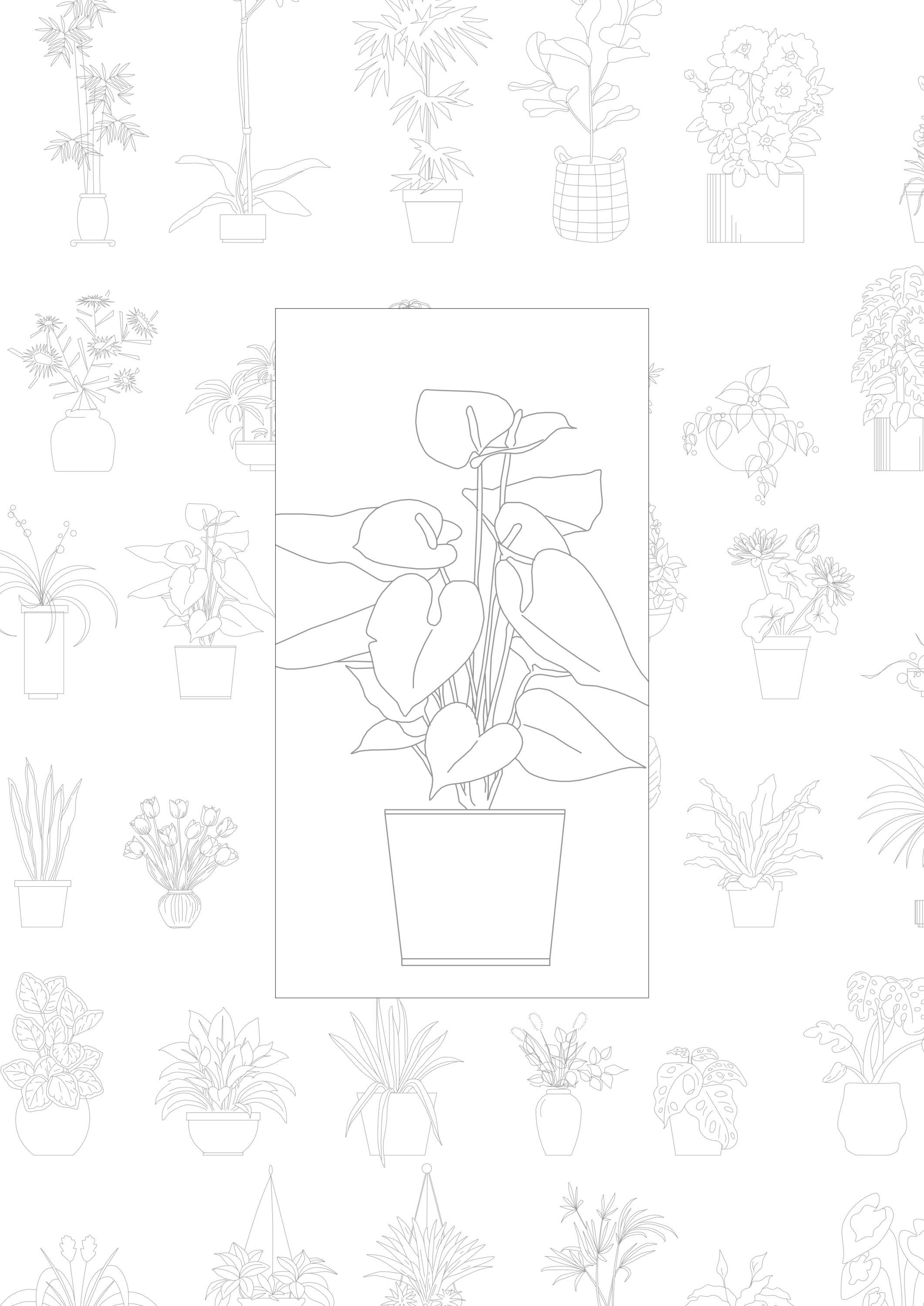 Autocad Blocks - Hand Drawn Potted Plants | 2D Collection - Etsy