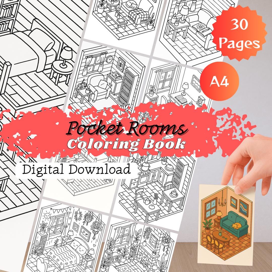 Printable Coloring Book for Kids Ans Adults – Pockets Rooms | 30 ...